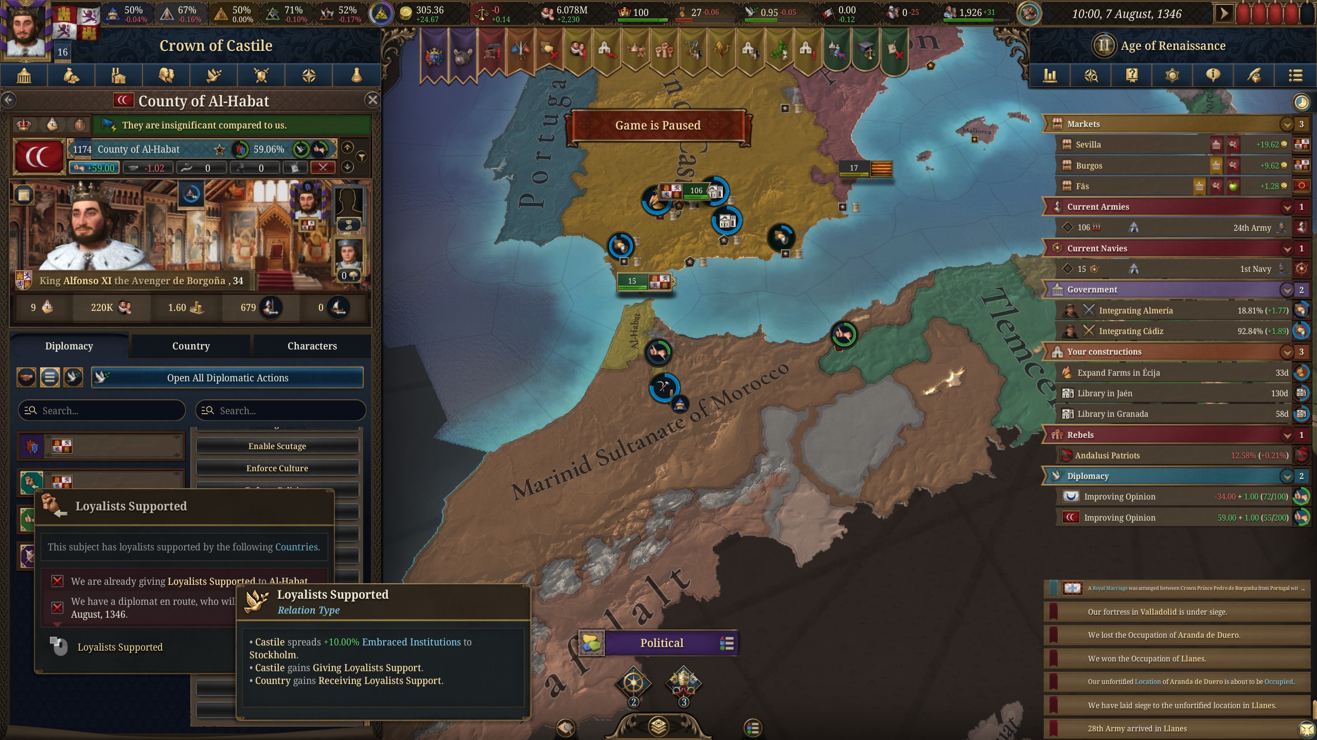 Confirmed - Support (Moroccan) loyalists spreads institutions to... stockholm? | Paradox ...